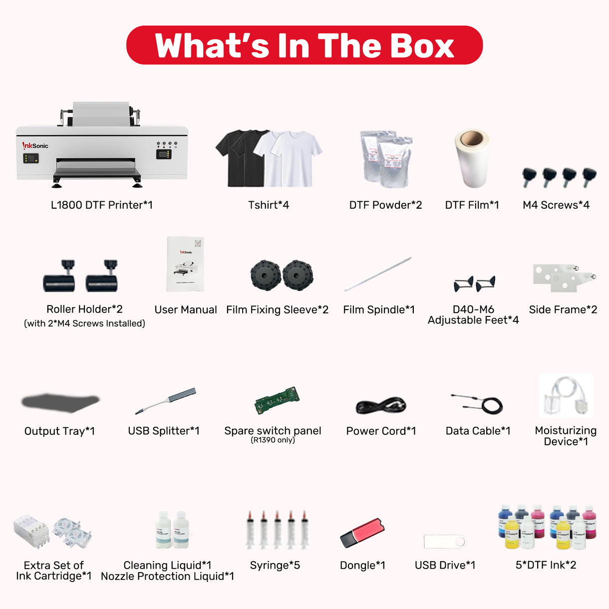 13" L1800 DTF Printer with Heating System, A3 Direct to Film Printer ...