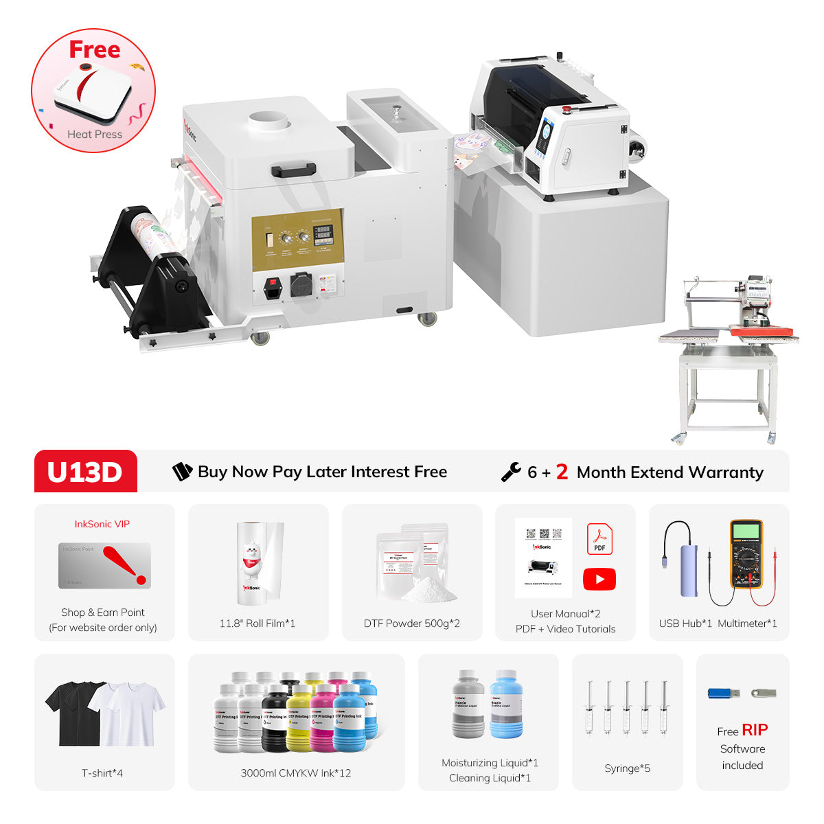 XP600 Dual Head A3+ DTF Printer U13D & Powder Shaker Oven Bundle – InkSonic