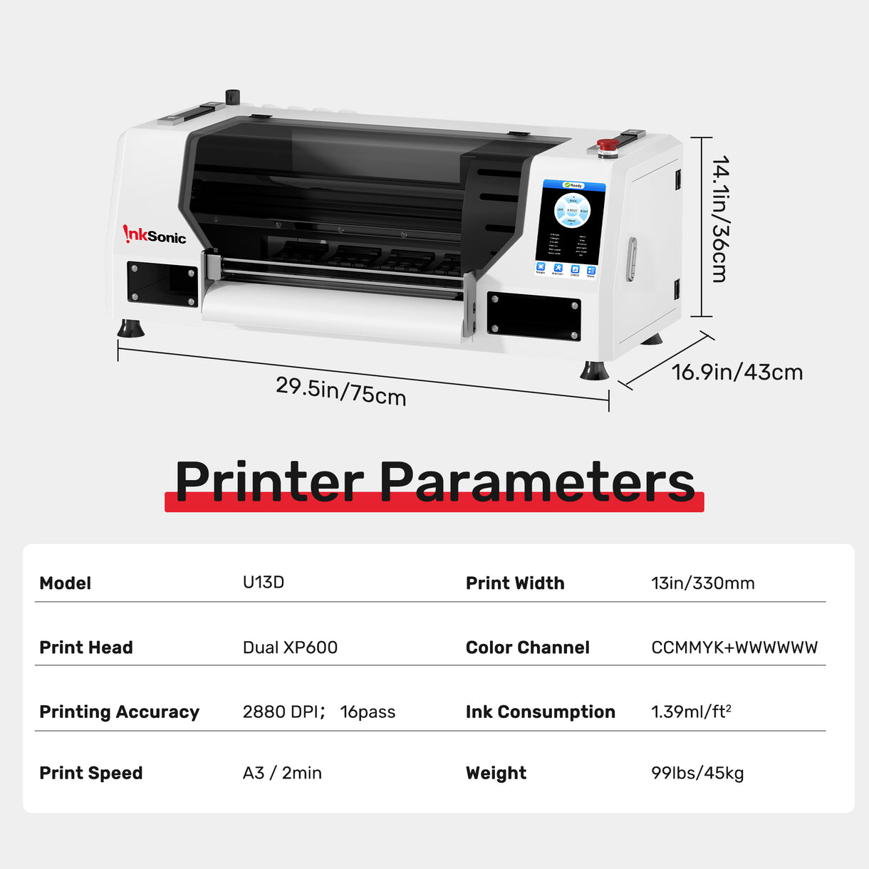 A3+ XP600 Dual Head DTF Printer U13D – InkSonic